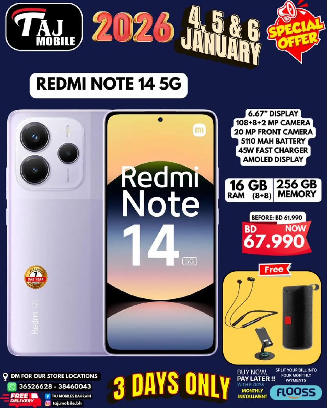 Taj Mobiles Bahrain Offers from 4 to 6 January 2026 Hello 2026 Offer